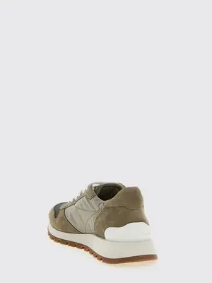 Brunello Cucinelli Suede And Nylon Sneakers With Monile Embellishment