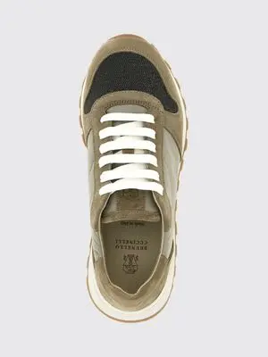 Brunello Cucinelli Suede And Nylon Sneakers With Monile Embellishment