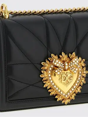 Dolce & Gabbana Quilted Leather Mini Bag With Embellished Heart Clasp
