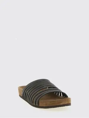Brunello Cucinelli Embellished Suede Slip-on Sandals