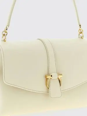 FERRAGAMO Leather Shoulder Bag With Gancini Logo - Beige