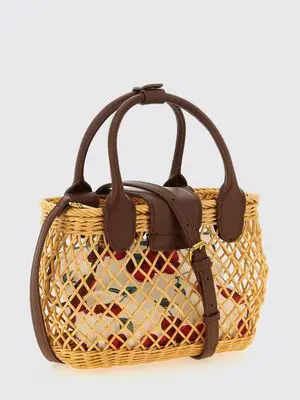 TWINSET Woven Rattan Bag With Abstract Print