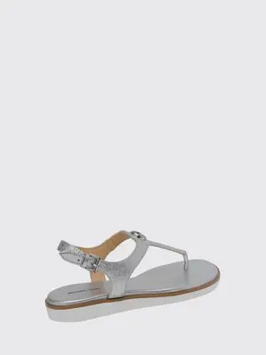 Michael Kors Val Laminated Leather Thong Sandal - Silver
