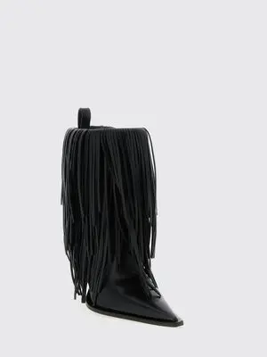 Balenciaga Avenue Leather Ankle Boots With Fringe And Stiletto Heel