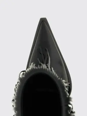 Balenciaga Avenue Leather Ankle Boots With Fringe And Stiletto Heel