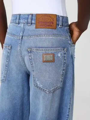 Dolce & Gabbana Baggy Cotton Denim Jeans - Gnawed Blue