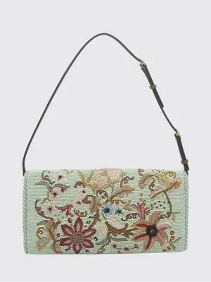 Valentino Garavani Embroidered Beaded Shoulder Bag With Floral Motif - Green