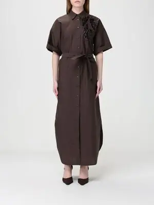 Brunello Cucinelli Sequined Cotton Blend Shirt Dress - Brown