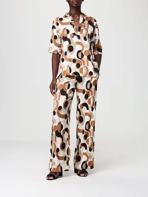 KANGRA Printed Stretch Viscose Straight Leg Trousers