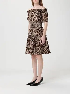 Dolce & Gabbana Leopard Print Off-the-shoulder Dress