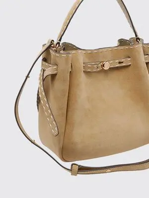 Tory Burch Mini Bucket Bag With Drawstring Closure - Beige