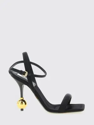 Moschino Sculptural Heel Satin Sandals - Black