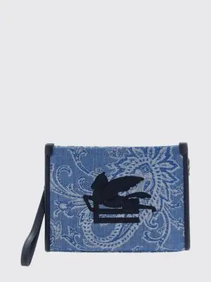 Etro Paisley Jacquard Cotton Denim Clutch - Blue