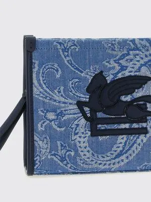 Etro Essential Paisley Jacquard Cotton Denim Clutch - Blue