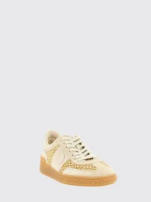 Valentino Garavani Upvillage Raffia And Leather Lace-up Sneakers - Beige