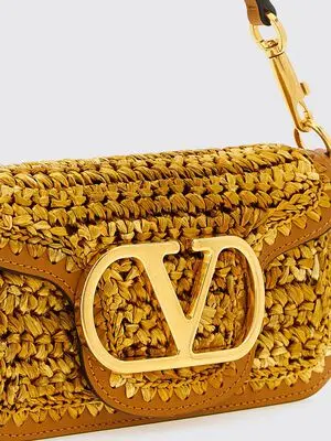 Valentino Garavani Locò Mini Crochet Raffia And Leather Bag