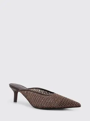Brunello Cucinelli Mesh Nylon Mules With Monile And Leather
