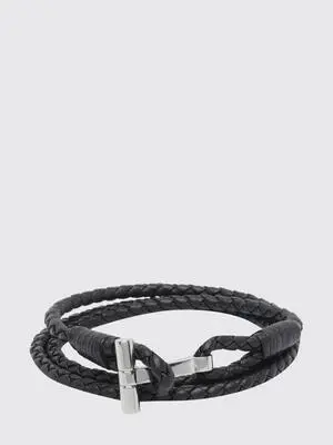 TOM FORD Braided Bracelet With Gold Tone T-clasp - Black