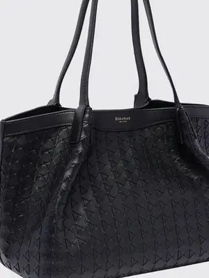 SERAPIAN Woven Shoulder Bag - Black