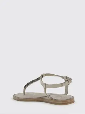 Brunello Cucinelli Suede Monili Thong Sandals - Ice