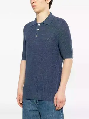 Brunello Cucinelli Knitted Short Sleeve Polo Shirt - Blue