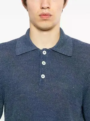 Brunello Cucinelli Knitted Short Sleeve Polo Shirt - Blue