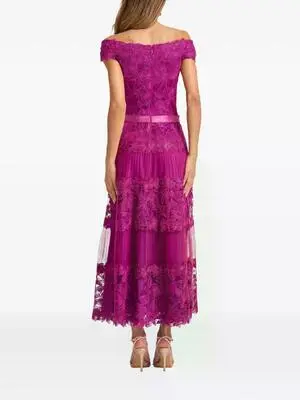Tadashi Shoji Floral-embroidered Tiered Midi Dress