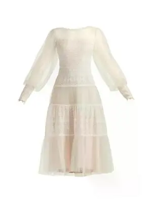 Tadashi Shoji Lace Long-sleeve Midi Dress - Neutrals