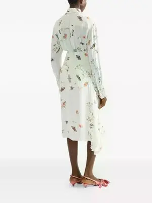 Erdem Floral Print Draped Midi Skirt