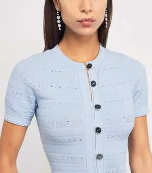 Sandro Knitted Pointelle Midi Dress