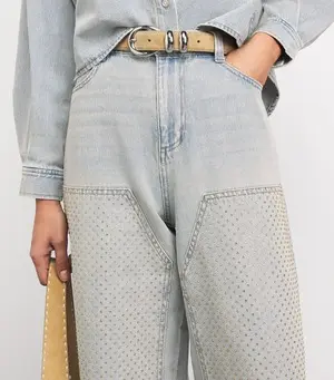 Sandro Rhinestone-embellished Straight Leg Jeans - Blue