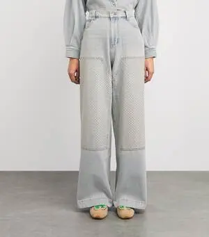 Sandro Rhinestone-embellished Straight Leg Jeans - Blue