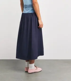Sandro Denim-poplin Hybrid Midi Skirt - Blue