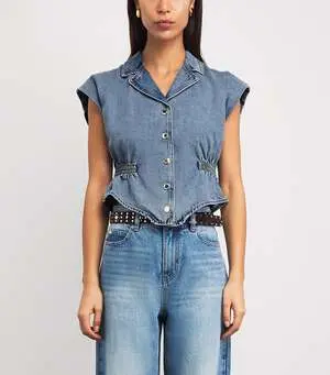 Sandro Denim Sleeveless Top