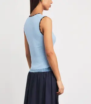 Sandro Crochet-trim Tank Top - Blue