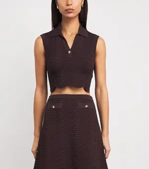 Sandro Knitted Crop Top - Brown