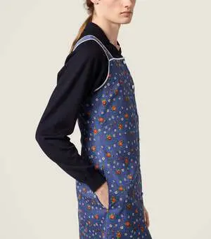 Miu Miu Floral Cotton Poplin Mini Dress - Blue