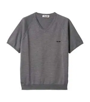 Miu Miu Fleece Wool Logo Sweater