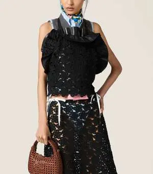 Miu Miu Cotton Macramé Pinafore Top