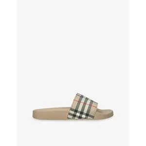 Burberry Furley Checked Rubber Slides - Tan