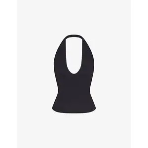SKIMS Smooth Layers Halterneck Modal-jersey Top - Obsidian