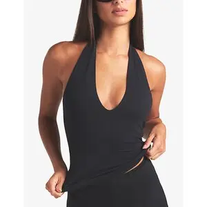 SKIMS Smooth Layers Halterneck Modal-jersey Top - Obsidian