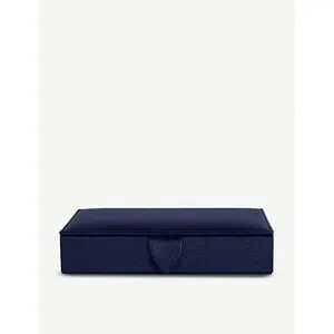 Smythson Panama Leather Cufflinks Box - Navy