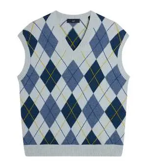 Dunhill Cashmere Argyle Vest - Blue