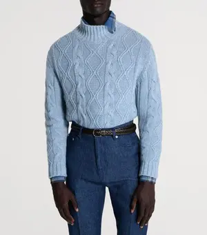 Dunhill Cashmere-blend Aran Cable-knit Sweater