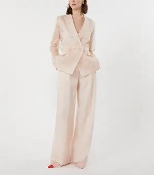 Max Mara Silk Organza Double-breasted Blazer - Pink