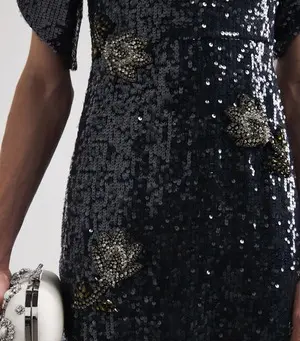 Erdem Embellished Sequin Midi Dress - Navy