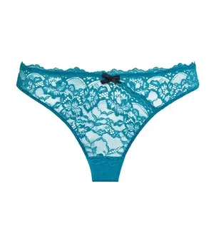 FLEUR DU MAL Lace Bianca Thong - Blue