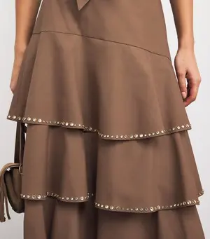 Sandro Cotton Embellished Maxi Skirt