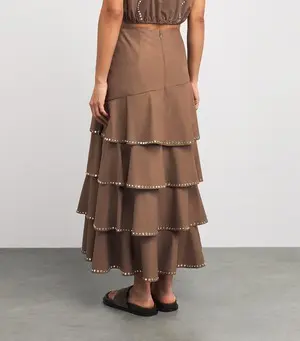 Sandro Cotton Embellished Maxi Skirt